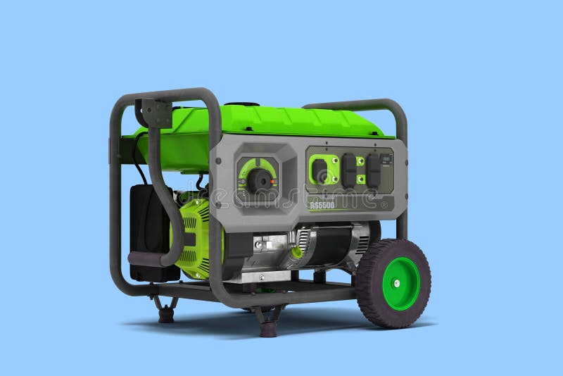 Modern Compact Electrical Generator Perspective View 3d Render on Blue ...