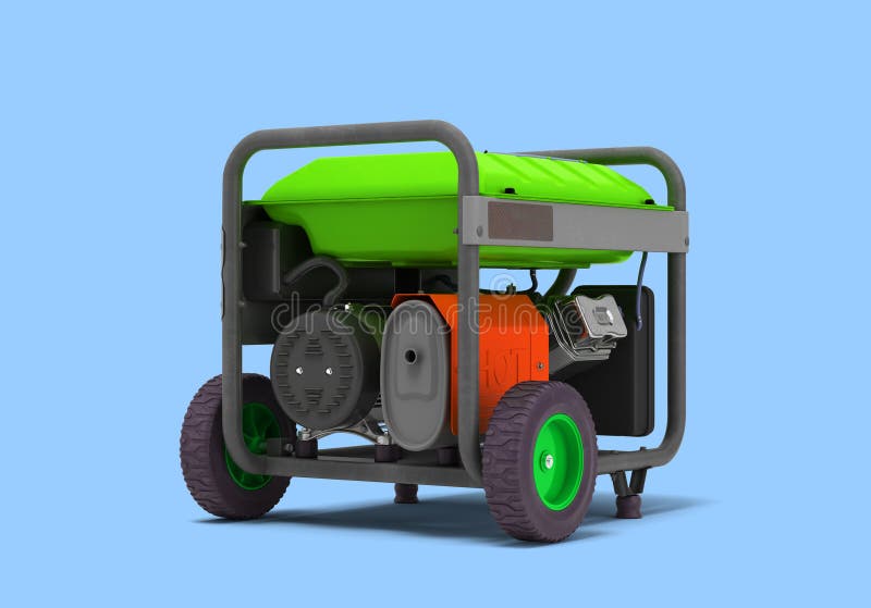 Modern Compact Electrical Generator Right Side View 3d Render on Blue ...