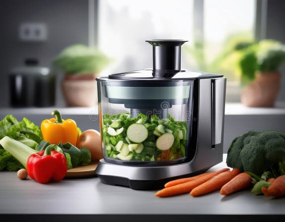 A Compact Multi-function Food Processor Chopping Vegetables Stock ...