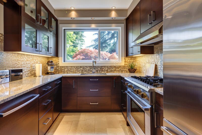 Modern Compact Kitchen with Cabinetry, Modern Kitchen Interior ...