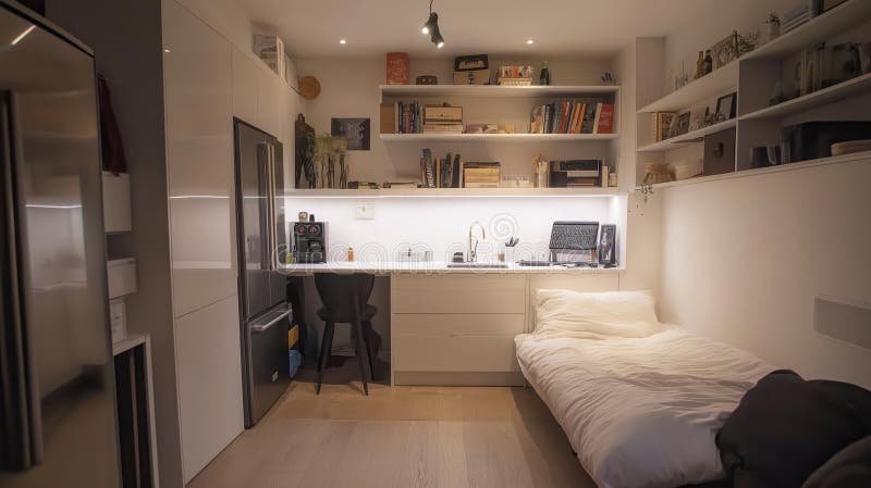 Modern Compact Studio Apartment Stock Illustration - Illustration of ...