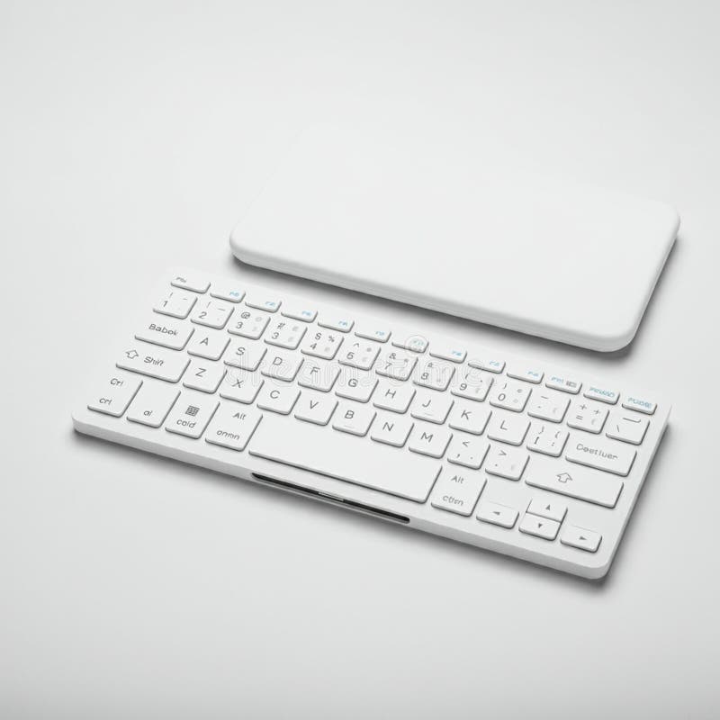 A Modern, Compact White Keyboard is Pictured Alongside a Matching Flat ...