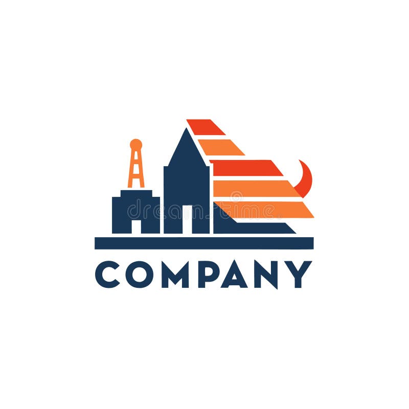 Modern Company Logo Design with Building and Antenna Elements Stock ...