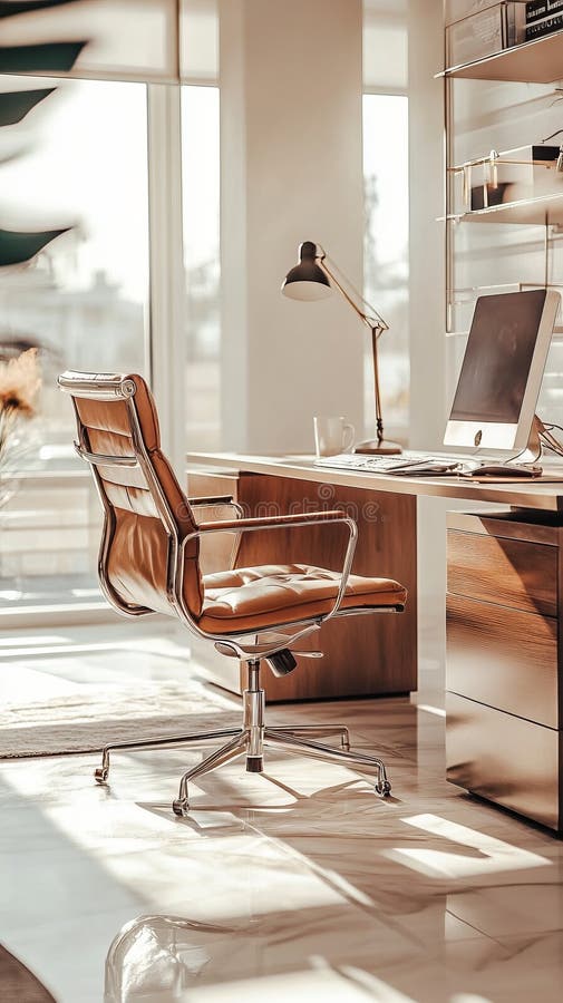 Modern Company Manager Workplace in Bright Office Stock Illustration ...