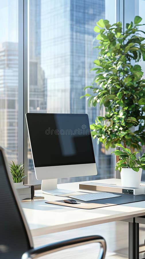 Modern Company Manager Workplace in Bright Office Stock Illustration ...