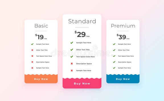 Modern Comparison Price Plan Table Template for Presentation Stock ...