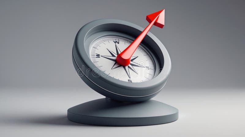 Modern Compass Design with Red Needle Pointing North for Directional ...