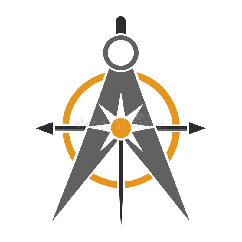 Grey and Orange Compass Star Logo Graphic for Navigation and Direction ...