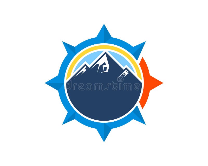 Modern Compass with Mountain and Sky Inside Stock Illustration ...