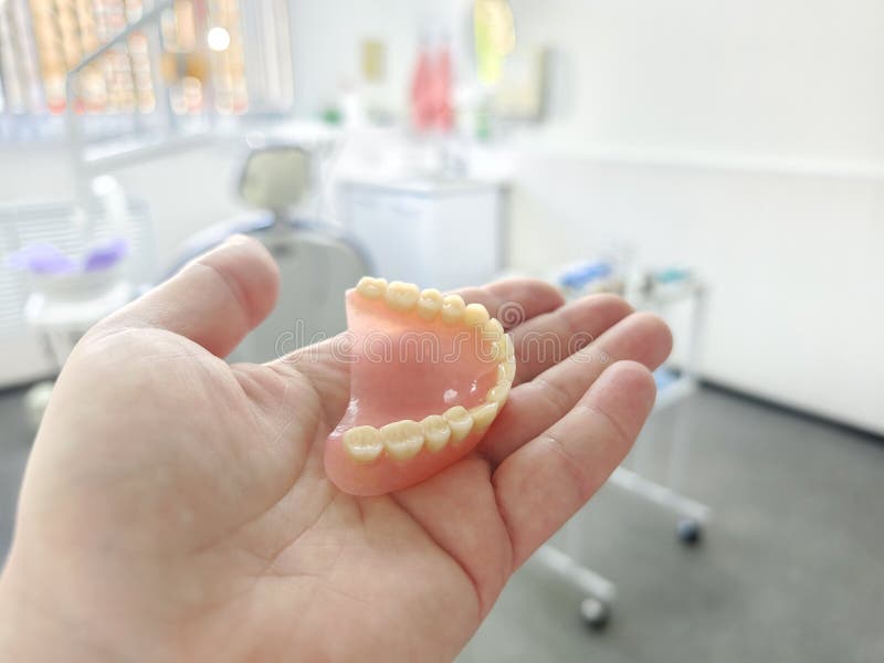 Complete Removable Denture Based on Acrylic Stock Image - Image of ...