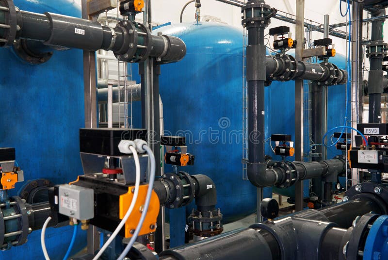 System of water treatment stock image. Image of production - 125468949
