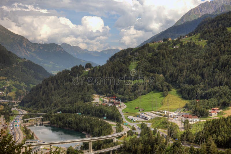 Modern Complex Infrastructure of Swiss Alps Stock Image - Image of ...
