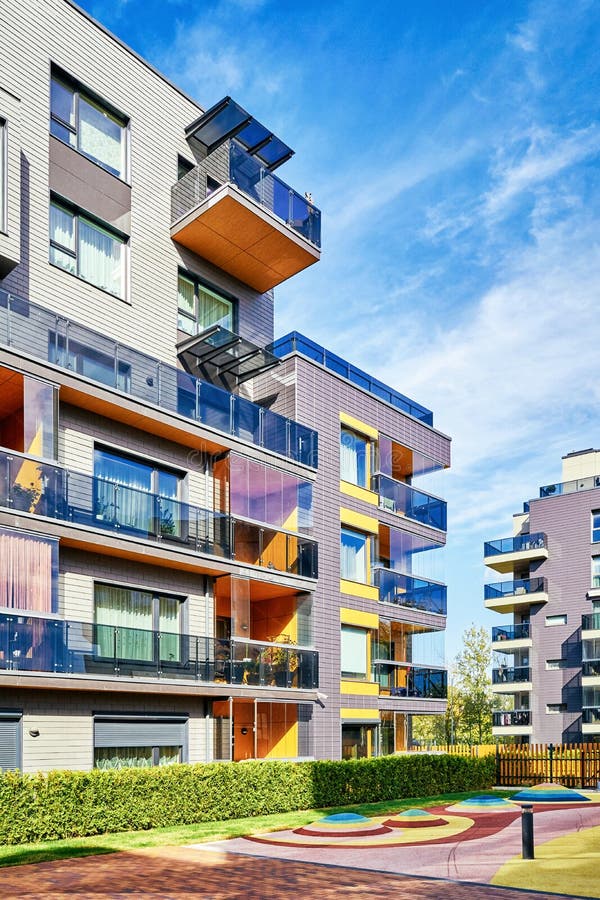 Modern Complex of Residential Buildings Stock Photo - Image of city ...