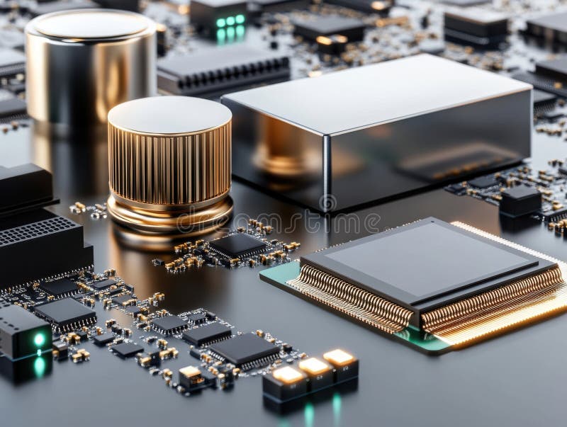 Modern Components of the Motherboard, Including the Processor and Parts ...