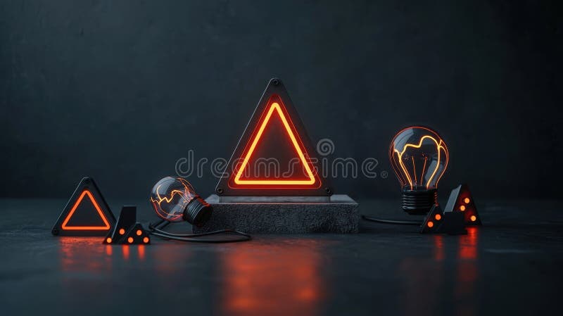 A Modern Composition Featuring Illuminated Triangle Shapes and Bulbs ...