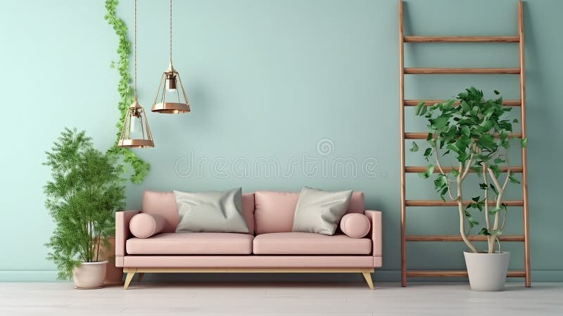 Modern Composition of Living Room Interior Apartment. Stock ...