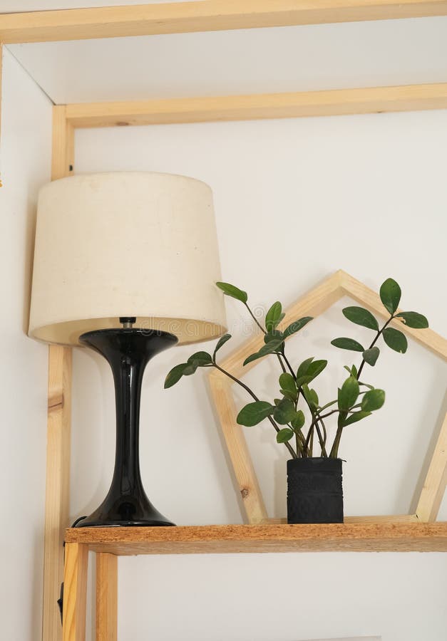Modern Composition of Living Room Interior with Table Lamp and Green ...