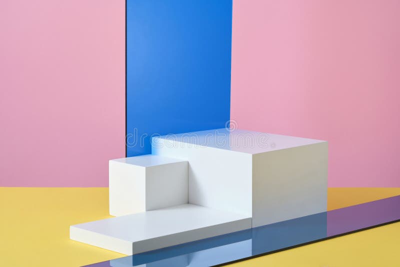 Modern Composition of Two Round Podiums and Rectangle Podium Stock ...