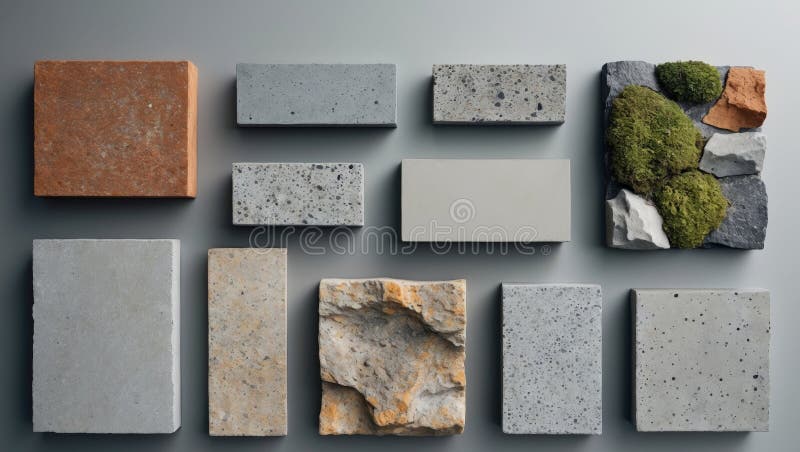 A Modern Composition of Various Stone and Concrete Samples Stock Photo ...
