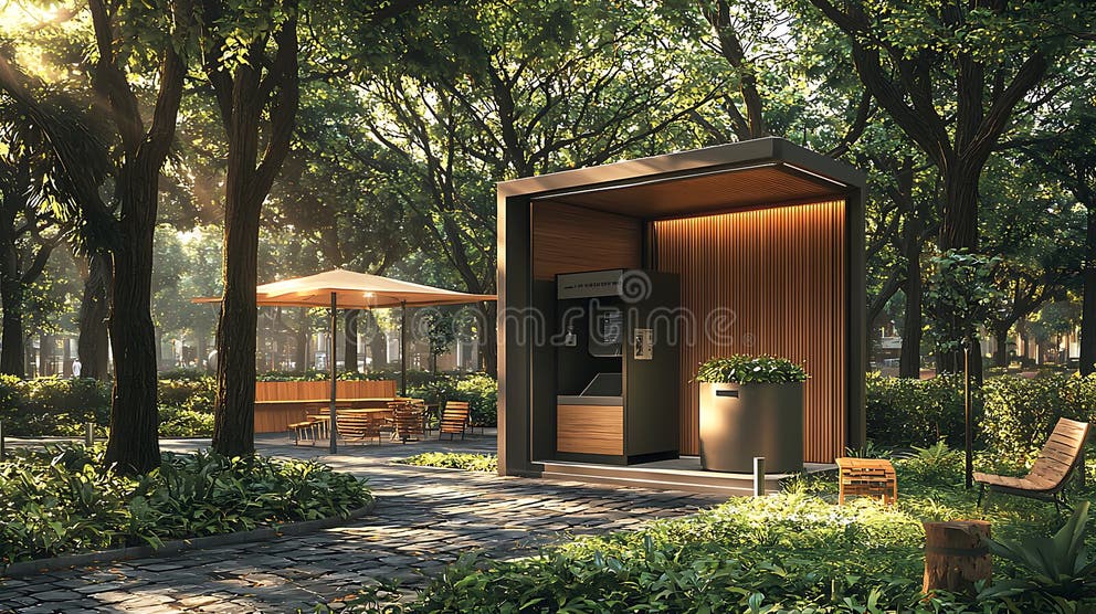Modern Composting Station in Lush Park, Surrounded by Greenery and ...