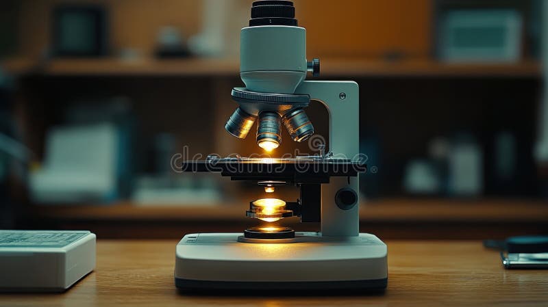 Illuminated Microscope stock illustration. Illustration of illumination ...