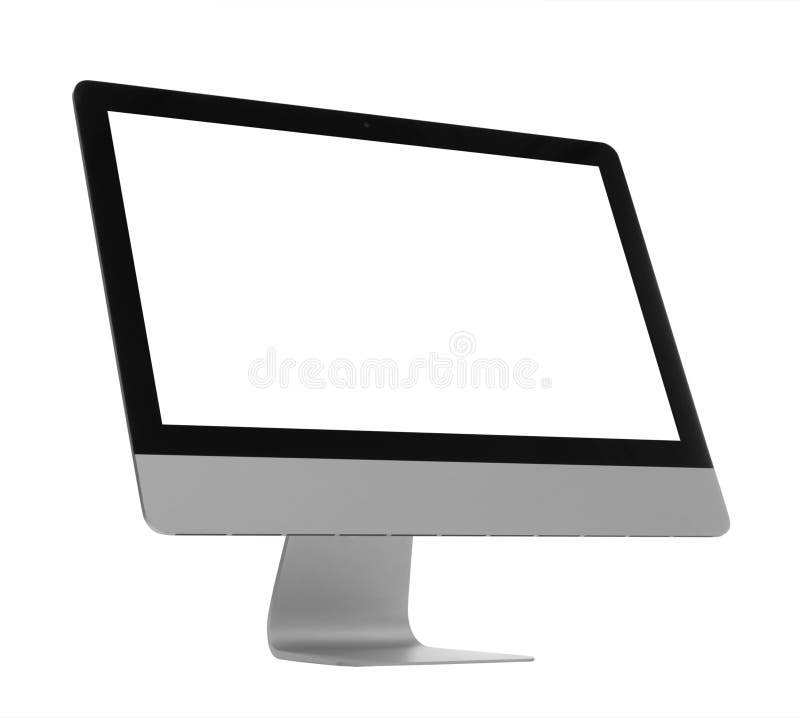 Modern Computer with Blank Screen Isolated on White Stock Photo - Image ...