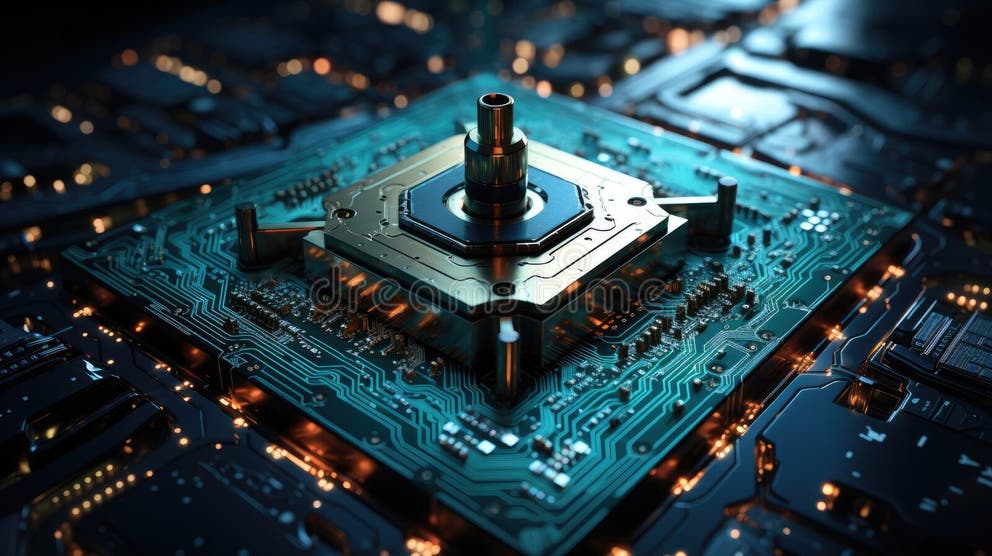 Modern Computer Board Microcircuit Microchip Motherboard with Processor ...