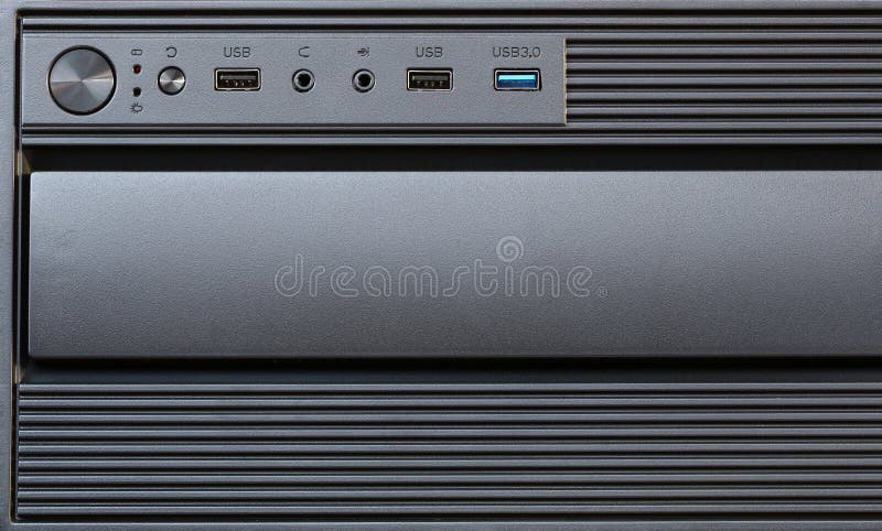 Modern Computer Case with USB Ports and Design Elements Stock Image ...