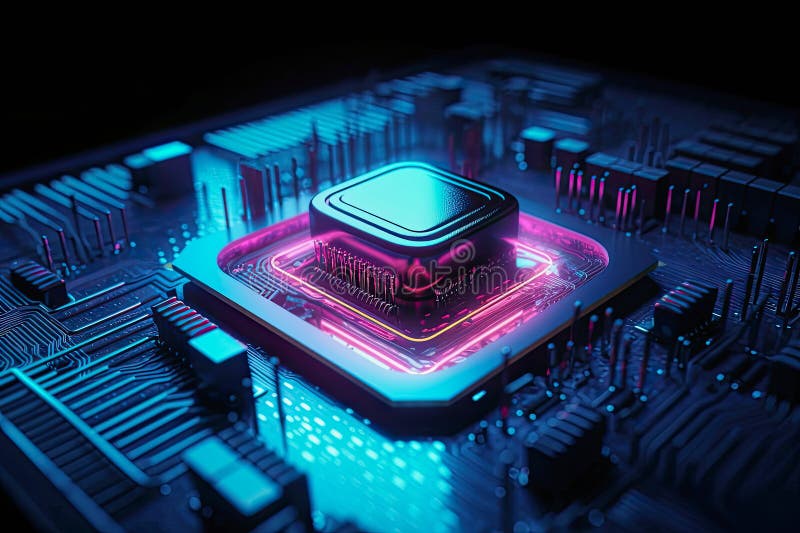 Modern Computer Chip, Generated by Midjourney Ai Stock Illustration ...