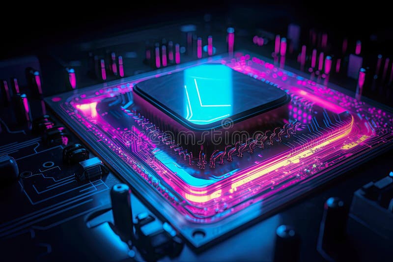 Modern Computer Chip, Generated by Midjourney Ai Stock Illustration ...