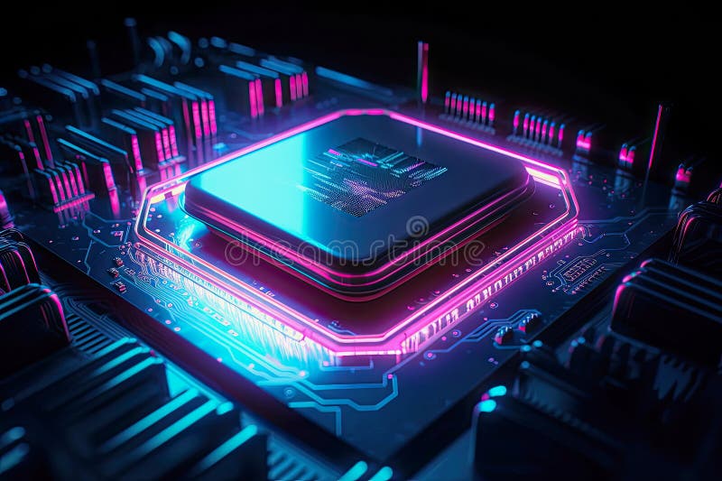 Modern Computer Chip, Generated by Midjourney Ai Stock Illustration ...