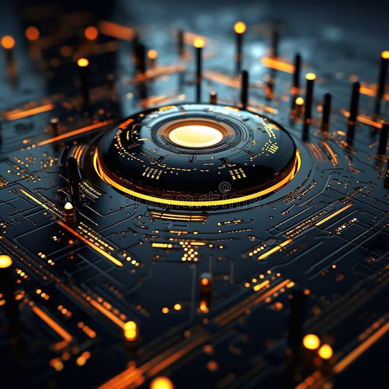 Modern Computer Chip in Form of Circle Stock Illustration ...