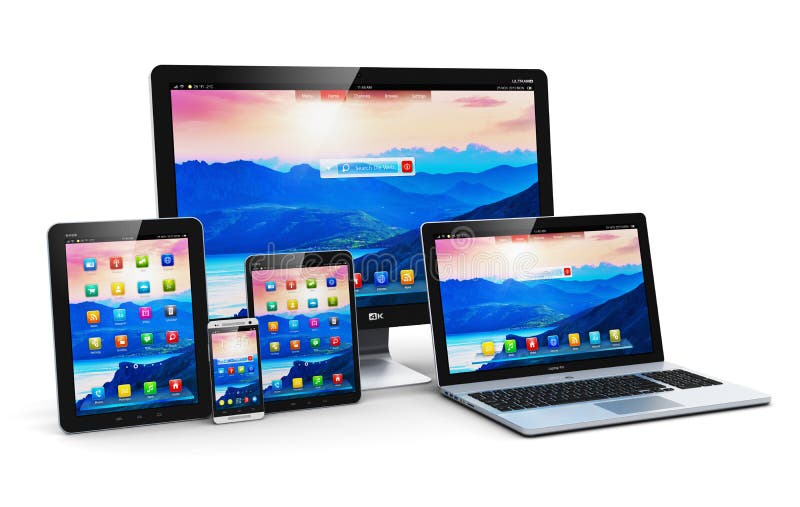 Family Group Using Computer Together Stock Photo - Image of sister ...