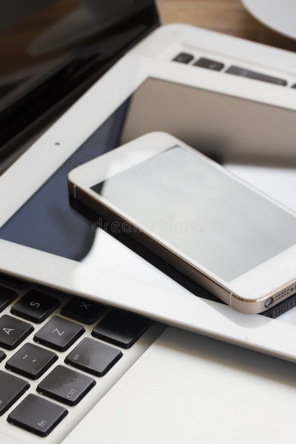 Set of Modern Computer Devices Stock Photo - Image of phone, connection ...