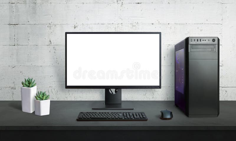Modern Computer Display Mockup with Gaming Case, Keyboard and Mouse ...