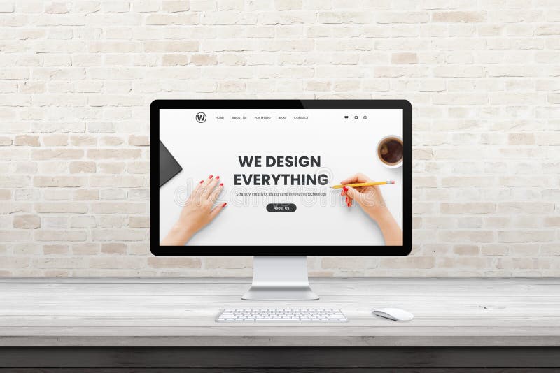 Modern Computer Display with Web Design Agency Page on Office, Studio ...
