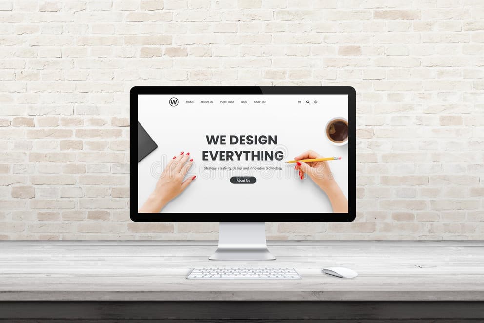 Modern Computer Display with Web Design Agency Page on Office, Studio ...