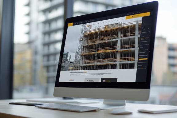 Modern Computer Displaying Construction Website Design, Featuring ...