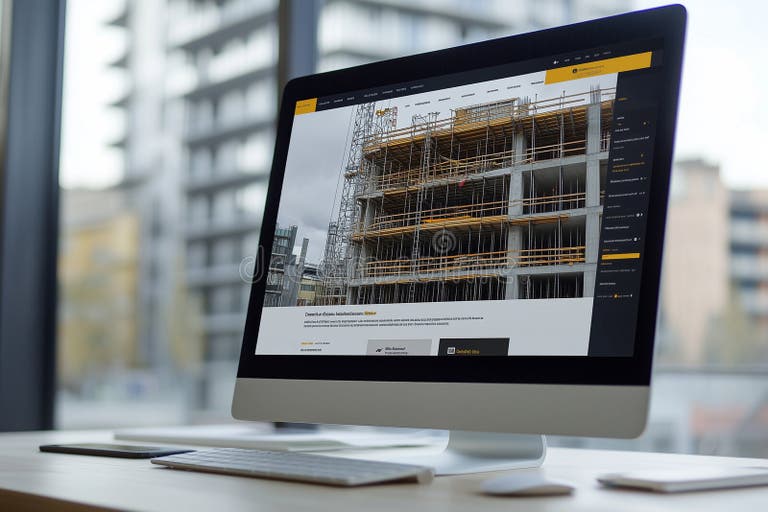 Modern Computer Displaying Construction Website Design, Featuring ...