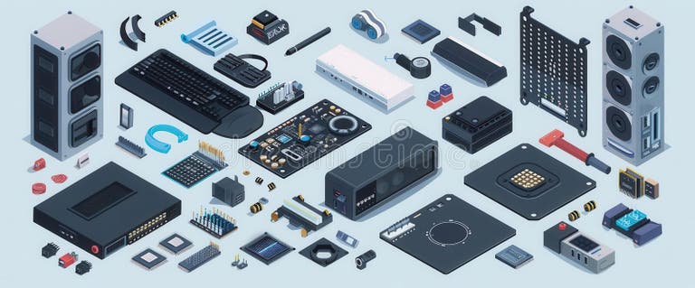 Modern Computer Hardware. Close-up of Physical Components Stock ...