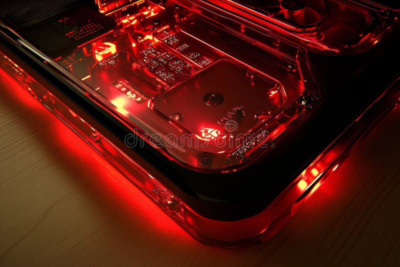 Modern Computer Hardware with Red Glow Stock Illustration ...