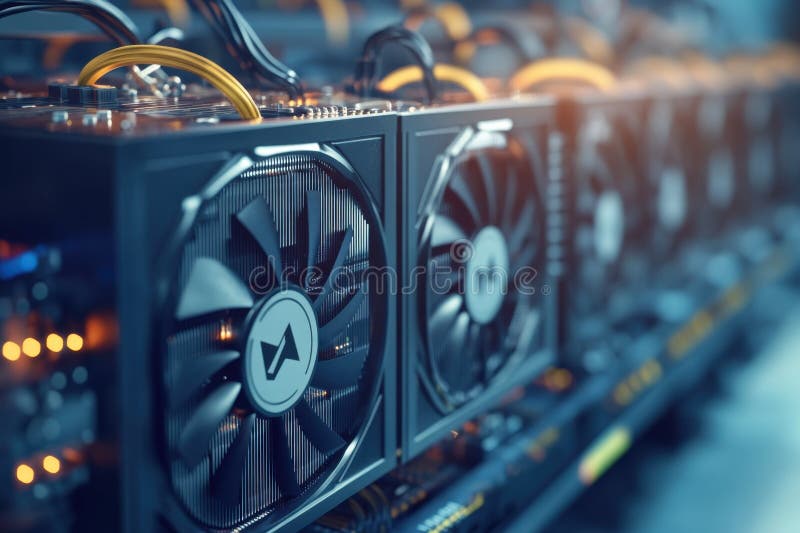 Modern Computer Hardware Setup for Cryptocurrency Mining in a High-tech ...