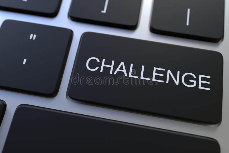 CHALLENGE Key on Computer Keyboard. 3D Rendering Stock Illustration ...