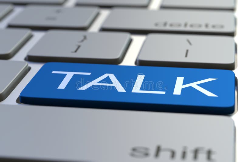 Computer Keyboard Featuring TALK Key. Conceptual 3D Rendering Stock ...