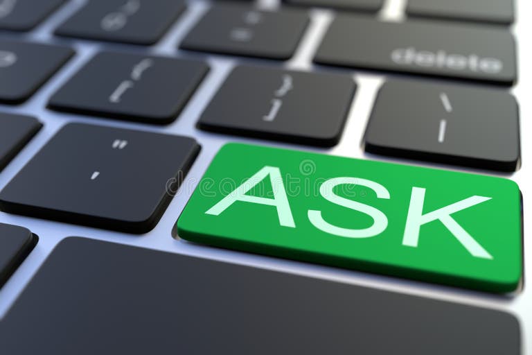 Computer Keyboard Featuring ASK Key. Conceptual 3D Rendering Stock ...