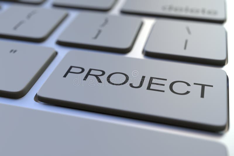 Computer Keyboard Featuring PROJECT Key. Conceptual 3D Rendering Stock ...
