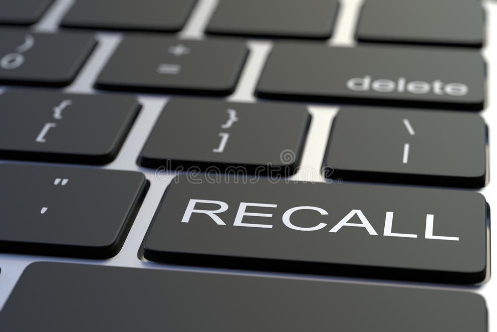 RECALL Key on Computer Keyboard. 3D Rendering Stock Illustration ...
