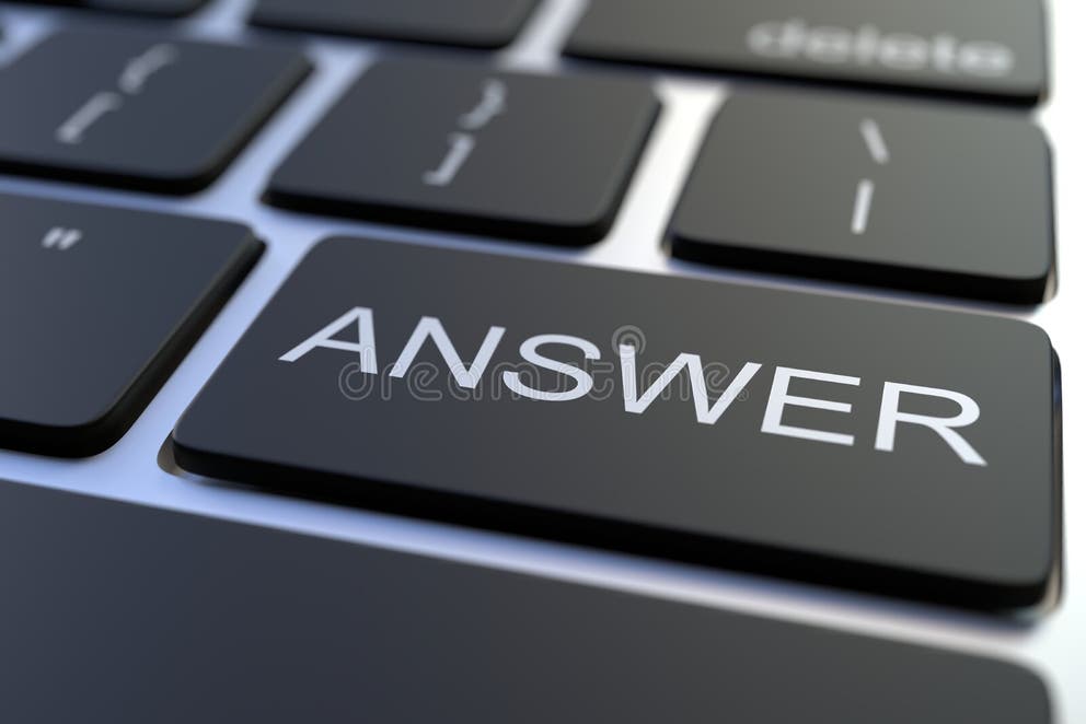 Modern Computer Keyboard with ANSWER Button. 3D Rendering Stock Image ...