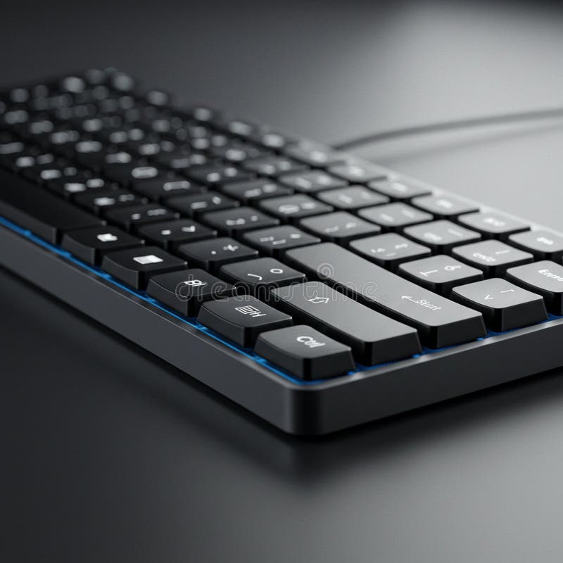A Modern Computer Keyboard with Black Keys and a Sleek, Low-profile ...