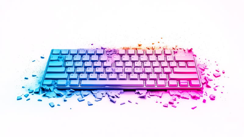 Modern Computer Keyboard Breaking Apart into Colorful Pieces Stock ...